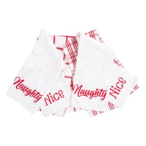 KAF Home Pantry Holiday Naughty Nice Kitchen Dish Towel Set of 4, Cotton Rich, 18 x 28-inch