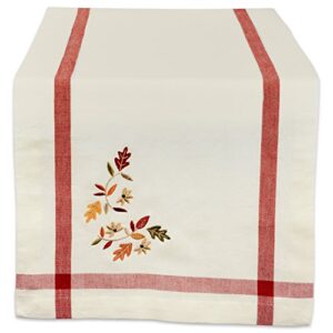 dii 100% cotton table runner fall leaves with corner border 14x108,