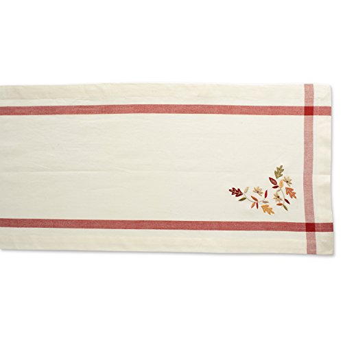 DII 100% Cotton Table Runner Fall Leaves with Corner Border 14x108,