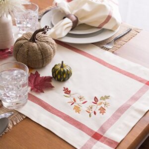 DII 100% Cotton Table Runner Fall Leaves with Corner Border 14x108,