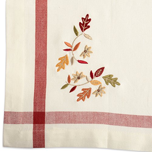 DII 100% Cotton Table Runner Fall Leaves with Corner Border 14x108,