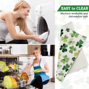 n St. Patrick's Day Swedish Kitchen Dishcloth Watercolor Green Shamrock Absorbent Cotton Kitchen Towel for Party Home Housewarming Cleaning Counter Wipes, 7 x 8 Inch, 6Pcs