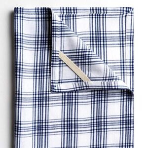 Calicot Dish Cloth 100% Cotton 20 Inch x 27.5 Inch Quick Qrying Kitchen Towel Easter for Hotel Quality, Dining, Kitchen, Parties & Tea (Blue Checks)