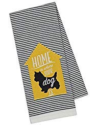 dii dog applique stripe dish towel (scottish terrier)