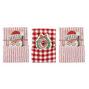 Mud Pie Christmas Towel & Sponge Set, Wreath, Towel 26" x 16 1/2" | Sponge 5" x 4"