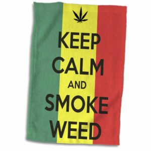 3d rose keep calm and smoke weed towel, 15" x 22"