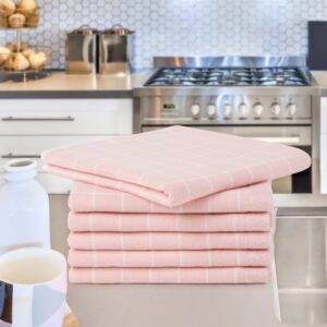 PiccoCasa 100% Cotton Terry Kitchen Dish Cloths, Highly Absorbent, Fast Drying and Machine Washable Dish Towel - Great for Household Cooking Cleaning, 6 Pack, 13 x 13 Inches Pink