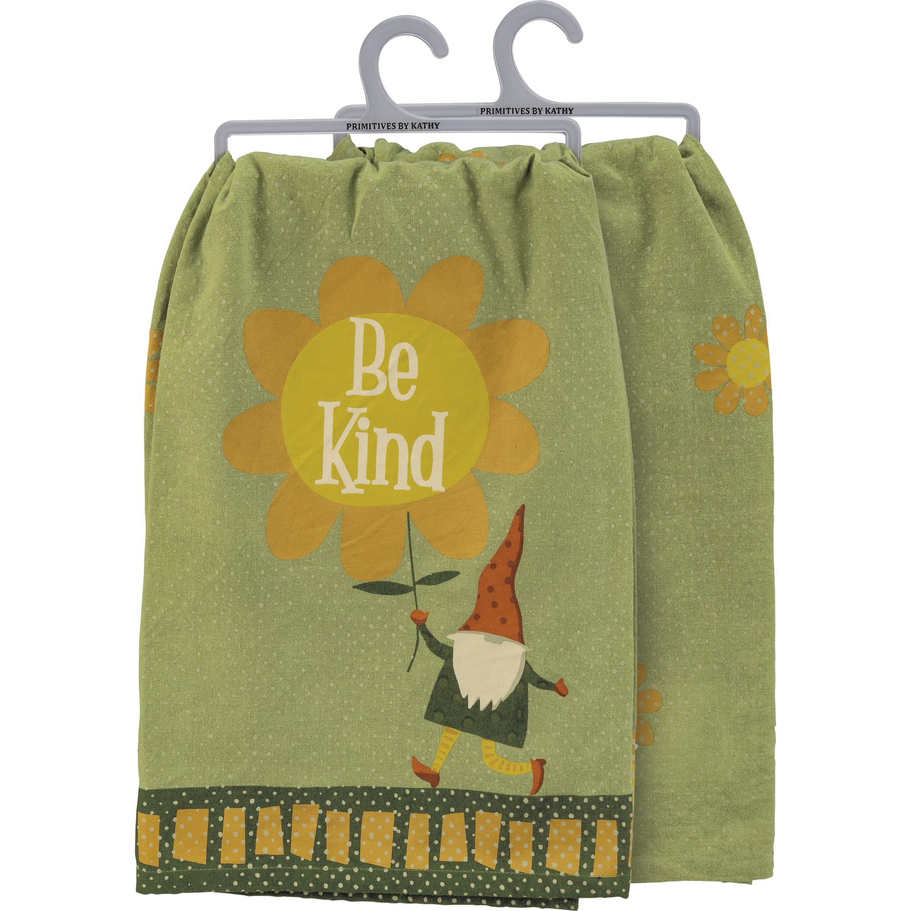 Primitives by Kathy Dish Towel Gnome Be Kind, Green