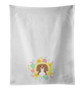 caroline's treasures wdk3457wtkt cavalier king charles spaniel ruby easter white kitchen towel set of 2 dish towels decorative bathroom hand towel for hand, face, hair, yoga, tea, dishcloth, 19 x 25,