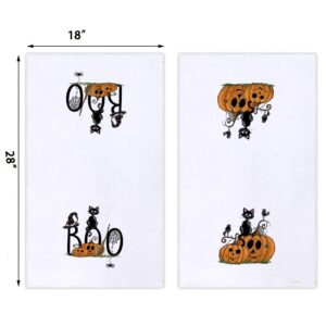 Halloween Black Cat Kitchen Dish Towels, 18 x 28 Inch Halloween Boo Pumpkin Holiday Tea Towels for Cooking Baking Set of 2