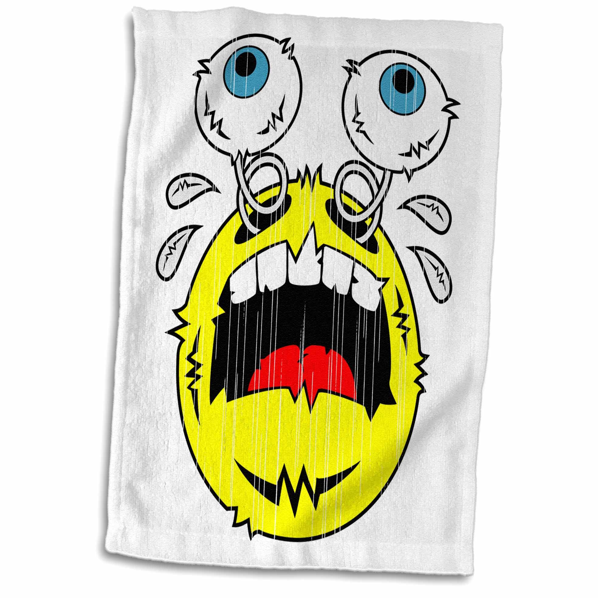 3D Rose Freaking Emoticon Crying with Eyes Popped Out Distressed Graphics TWL_173495_1 Towel, 15" x 22", Multicolor