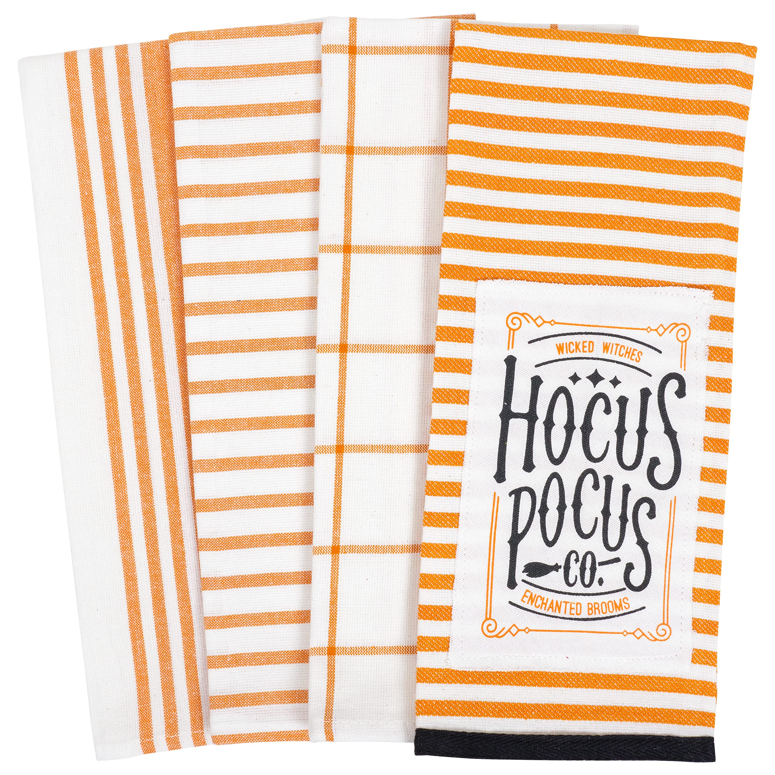 Pantry Kitchen Appliqué Halloween Dish Towel Set of 4, 18 x 28-inch (Hocus Pocus)