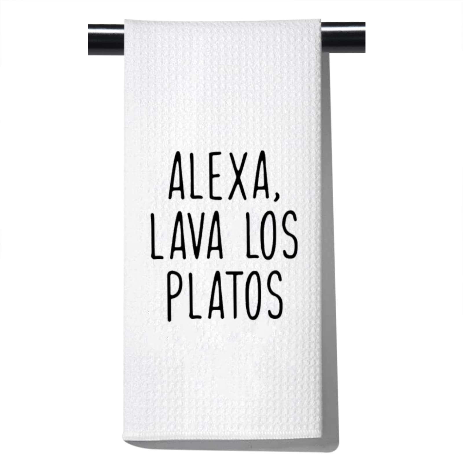 POFULL Spanish White Kitchen Towel Alexa Lava Los Platos Kitchen Towel Spanish Gift (Alexa Lava Los Towel)