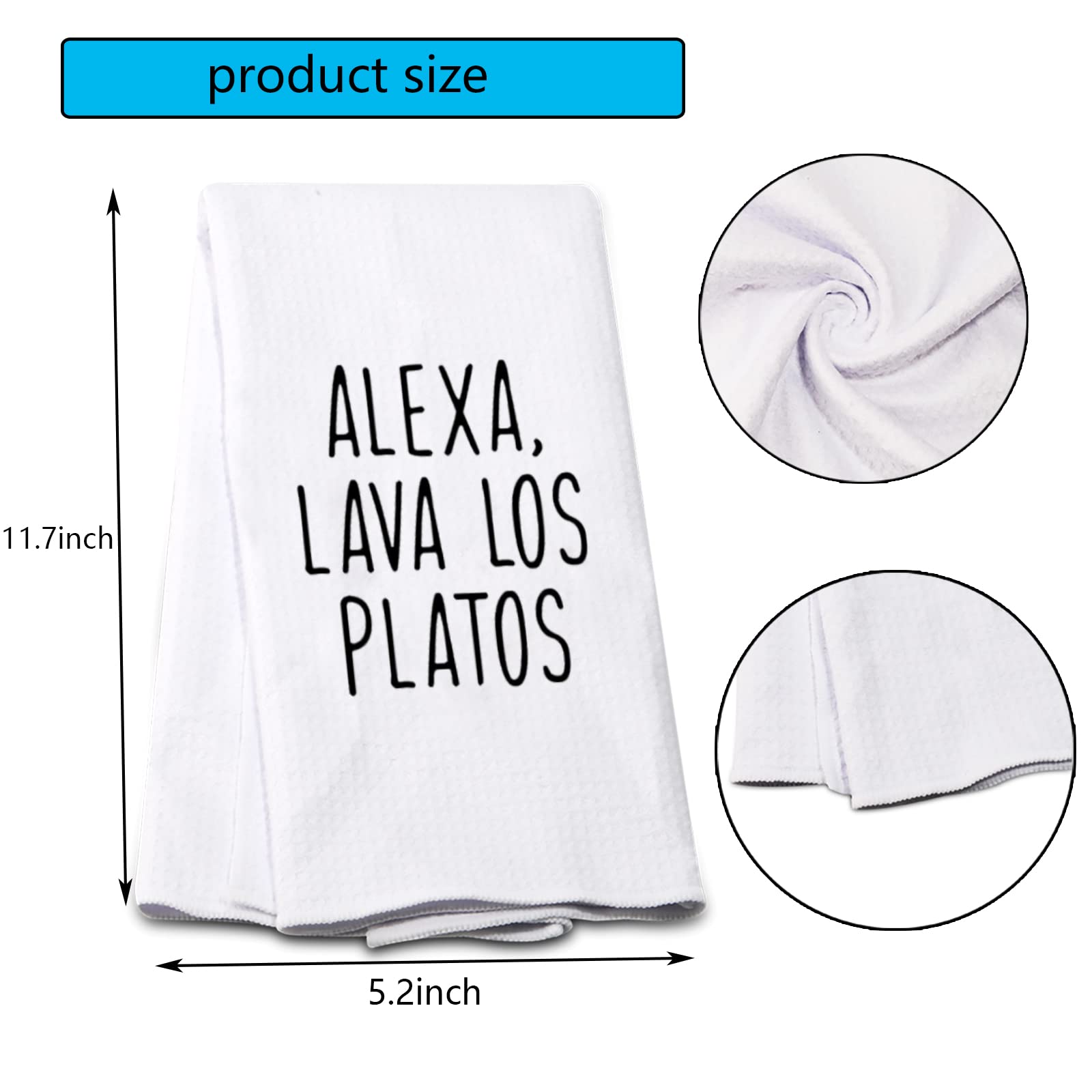 POFULL Spanish White Kitchen Towel Alexa Lava Los Platos Kitchen Towel Spanish Gift (Alexa Lava Los Towel)