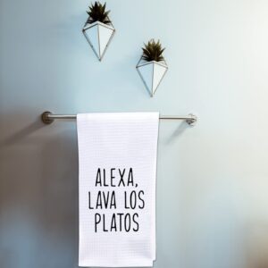 POFULL Spanish White Kitchen Towel Alexa Lava Los Platos Kitchen Towel Spanish Gift (Alexa Lava Los Towel)