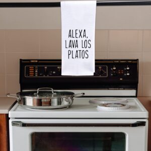 POFULL Spanish White Kitchen Towel Alexa Lava Los Platos Kitchen Towel Spanish Gift (Alexa Lava Los Towel)