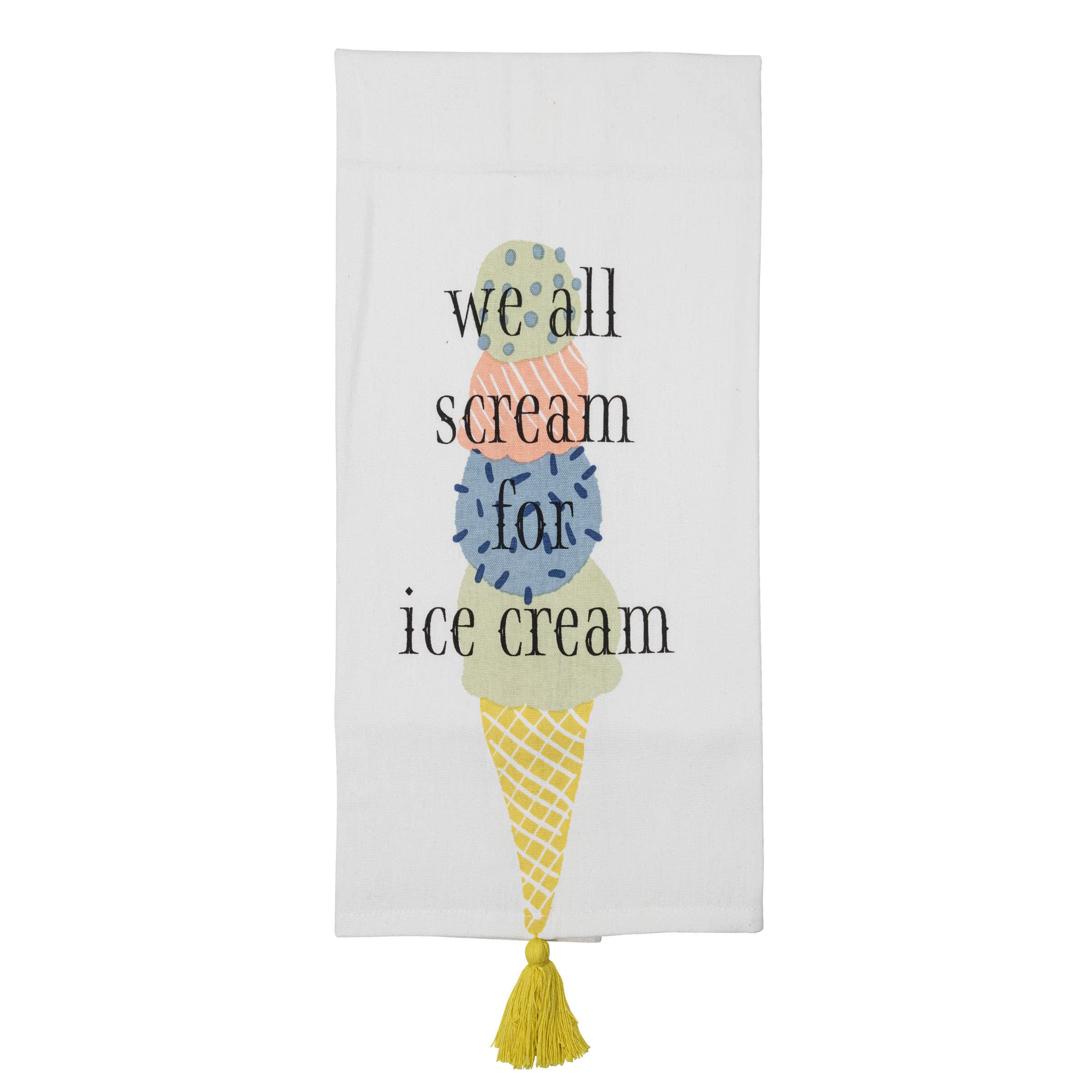 Foreside Home and Garden We All Scream for Ice Cream Multi Cotton Tea Towel