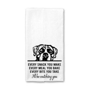 HTDesigns Boxer Dog, Tea Towel, Every Snack You Make, Every Bite You Take, Kitchen Decor, Dish Towels, Boxer Dog Mom, Boxer Gifts, Waffle Weave Kitchen Towel