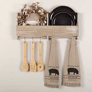 vhc brands sawyer mill charcoal kitchen hand towel set pig print cotton muslin tea towels