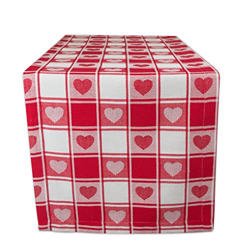 DII Valentine's Day Table Top Collection, Table Runner, 14x72, Checkered Heart