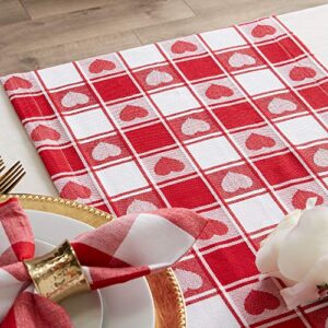 DII Valentine's Day Table Top Collection, Table Runner, 14x72, Checkered Heart