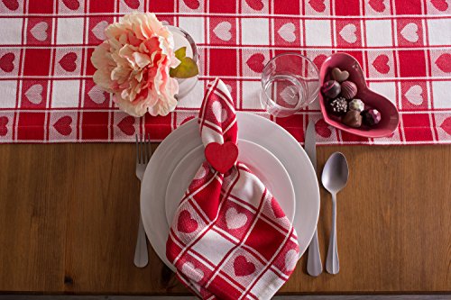 DII Valentine's Day Table Top Collection, Table Runner, 14x72, Checkered Heart