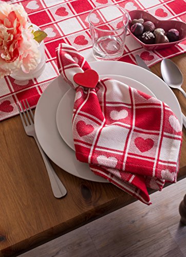 DII Valentine's Day Table Top Collection, Table Runner, 14x72, Checkered Heart