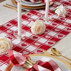 DII Valentine's Day Table Top Collection, Table Runner, 14x72, Checkered Heart