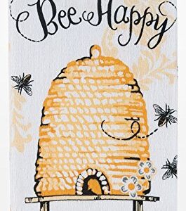 DHE Bee Happy Yellow and Gray 4 Piece Kitchen Towel and Potholder Bundle,Multi-colored