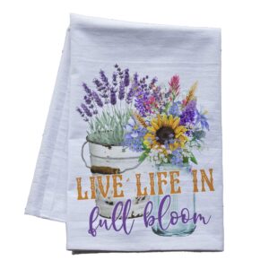 live life in full bloom premium flour sack tea towel