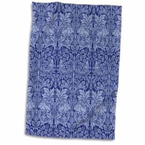 3D Rose William Morris Brer Rabbit Chintz Pattern in Two Tone Hand Towel, 15" x 22", Blue