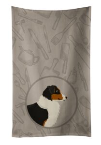 caroline's treasures ck2163ktwl australian shepherd in the kitchen kitchen towel dish cloths guest hand towel decorative bathroom towel for face,tea, dishcloth, kitchen and bath