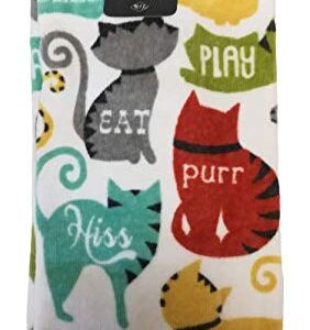 Kitchen Towel - Cats, Eat, Purr, Play, Sleep, Hiss, Meow - 100% Cotton, 16 x 26 in, Kitchen Decor, Gift, Dining and Entertaining