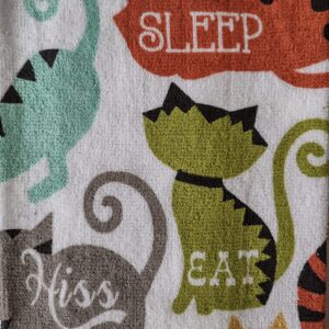 Kitchen Towel - Cats, Eat, Purr, Play, Sleep, Hiss, Meow - 100% Cotton, 16 x 26 in, Kitchen Decor, Gift, Dining and Entertaining