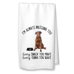 the creating studio personalized chocolate lab kitchen towel, chocolate lab gift, housewarming gift hostess gift always watching you (chocolate lab no name)