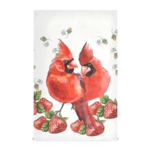 summer tropical strawberries kitchen towel set cardinal birds dish towel set of 1 tea towels large 28''x18'' multi-purpose washing cloth home decorative lint-free dishcloths for restaurant household