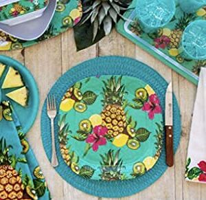 Greenbrier Home Collection Tropical Pineapple Vibes Party Polyester Kitchen Towels, 15x25 in, Set of 2, (219279-Flg-2)