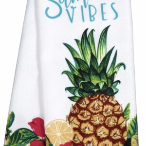 Greenbrier Home Collection Tropical Pineapple Vibes Party Polyester Kitchen Towels, 15x25 in, Set of 2, (219279-Flg-2)