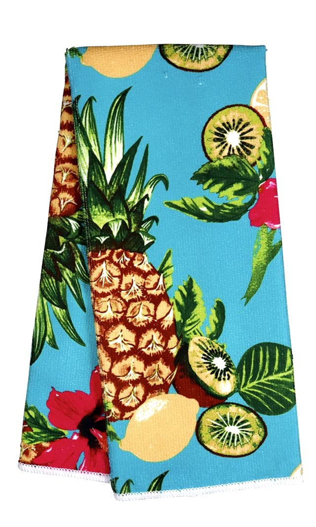 Greenbrier Home Collection Tropical Pineapple Vibes Party Polyester Kitchen Towels, 15x25 in, Set of 2, (219279-Flg-2)