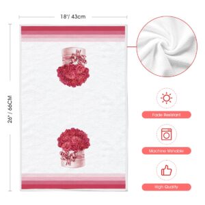 Artoid Mode Gradient Watercolor Rose Heart Be Mine Valentine's Day Kitchen Towels Dish Towels, 18x26 Inch Anniversary Decoration Hand Towels Set of 4