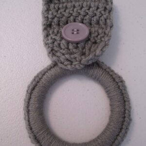 Crocheted Hanging Dish Towel Holder - Grey