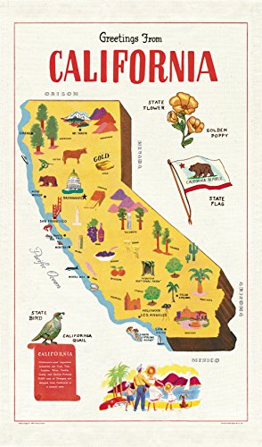 Cavallini & Co. California Map Tea Towel