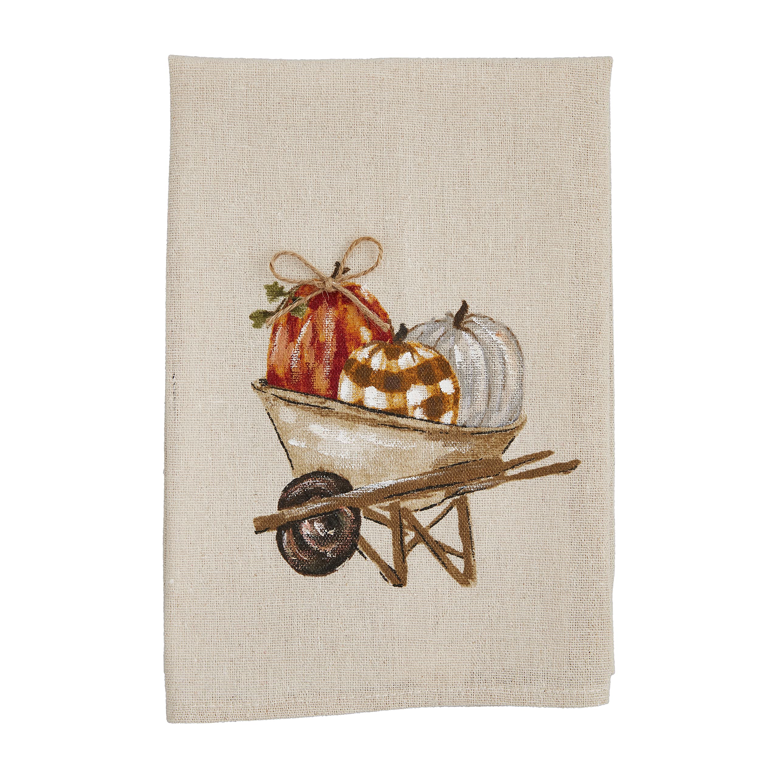 Mud Pie Pumpkin Painted Tea Towel, Wheelbarrow, 21" x 14"