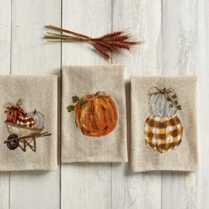 Mud Pie Pumpkin Painted Tea Towel, Wheelbarrow, 21" x 14"