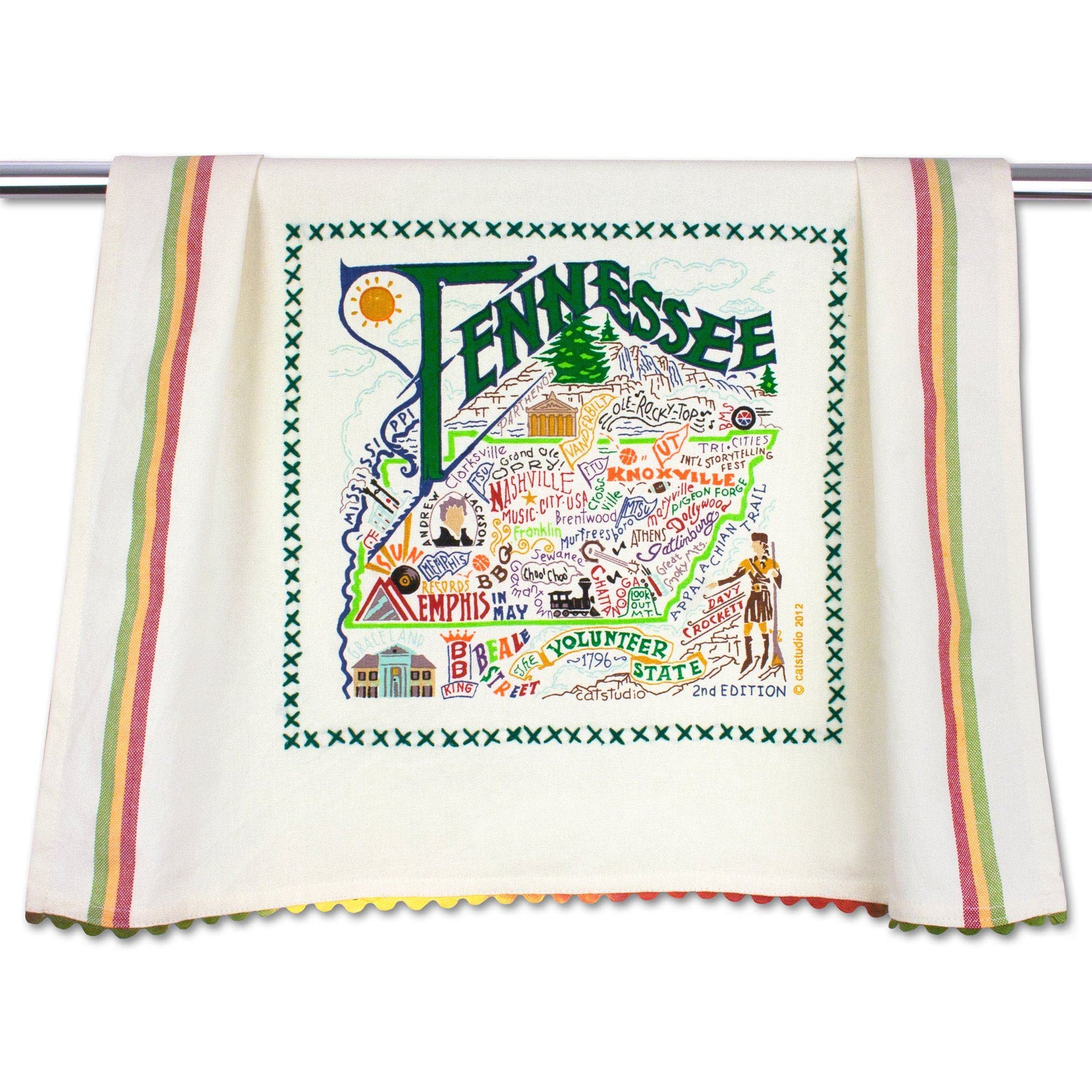 Catstudio Tennessee Dish Towel - U.S. State Souvenir Kitchen and Hand Towel with Original Artwork - Perfect Tea Towel for Tennessee Lovers, Travel Souvenir