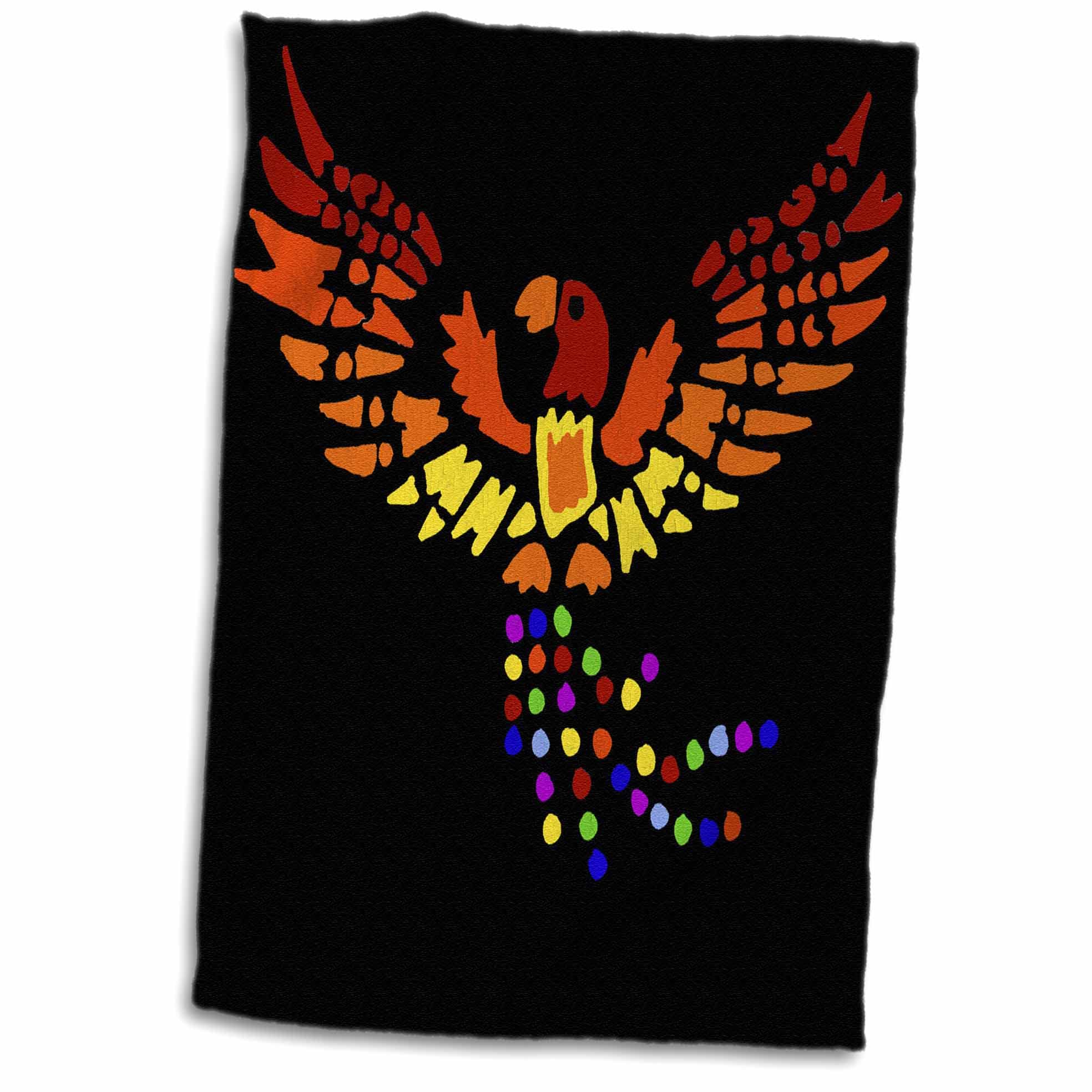 3D Rose TWL_244594_1" Fun Colorful Phoenix Rising Abstract Art Towel, 15" x 22", Multicolor