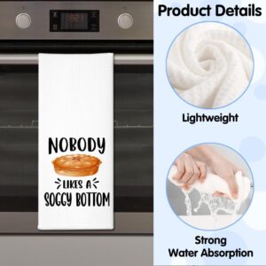 RZHV Nobody Like A Soggy Bottom Kitchen Towel, Funny Baking Pie Dish Towel Gift for Women Sisters Friends Mom Aunty Hostess Bake Lover, Housewarming New Home