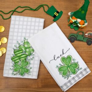 ARKENY St Patricks Day Polka dot Shamrock Kitchen Towels Dish Towels St. Patrick's Day Decorations for Home Décor Drying Cloth Luck Sign 18x26 Inch Hand Towel for Cooking Set of 2