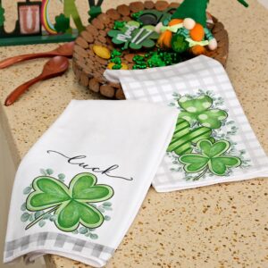 ARKENY St Patricks Day Polka dot Shamrock Kitchen Towels Dish Towels St. Patrick's Day Decorations for Home Décor Drying Cloth Luck Sign 18x26 Inch Hand Towel for Cooking Set of 2