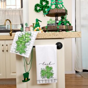 ARKENY St Patricks Day Polka dot Shamrock Kitchen Towels Dish Towels St. Patrick's Day Decorations for Home Décor Drying Cloth Luck Sign 18x26 Inch Hand Towel for Cooking Set of 2